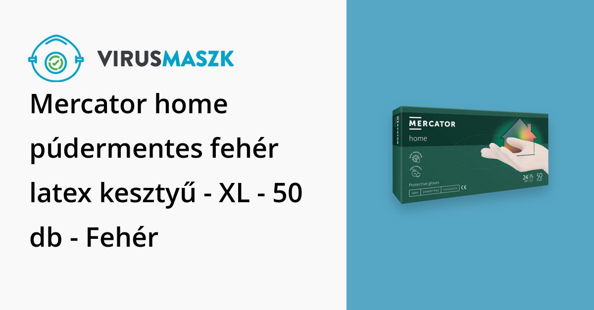 Mercator home púdermentes fehér latex kesztyű - XL - 50 db | Vírusmaszk