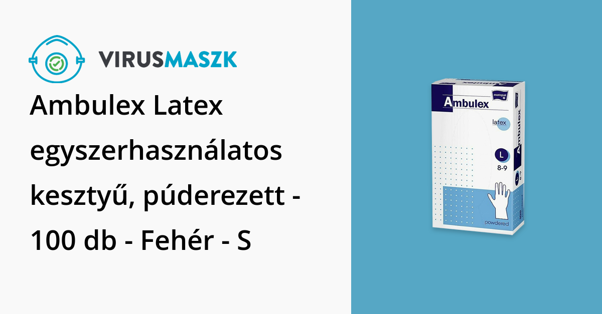Ambulex Latex egyszerhasználatos kesztyű, púderezett - 100 db - Fehér ...