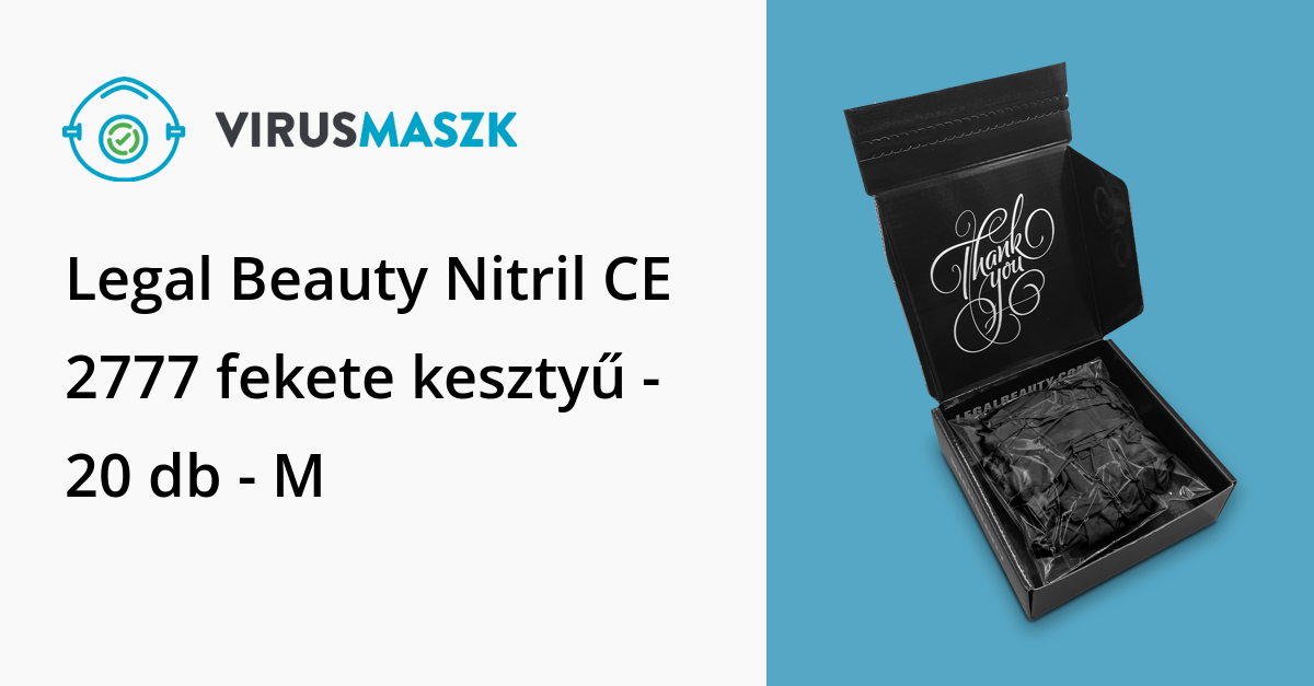 Legal Beauty Nitril CE 2777 fekete kesztyű - 20 db | Vírusmaszk